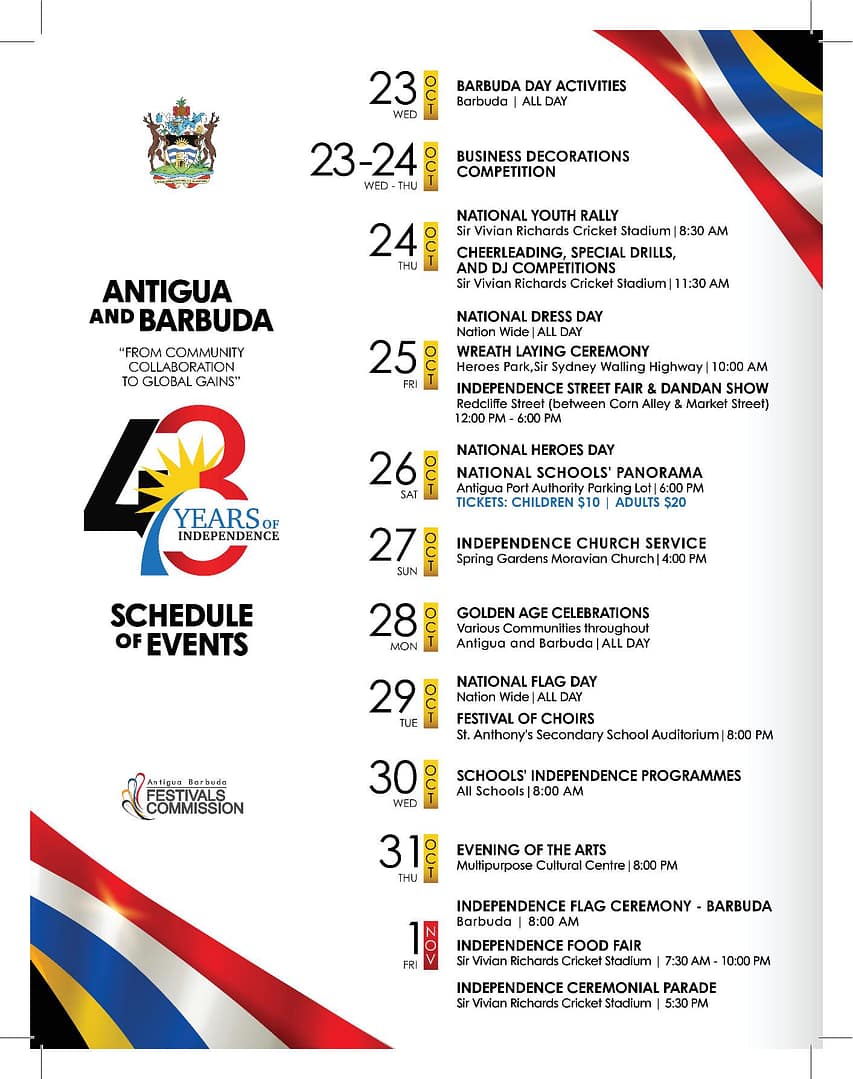 Antigua And Barbuda Unveils Schedule, Logo, And Theme For 43rd Independence Celebrations ...
