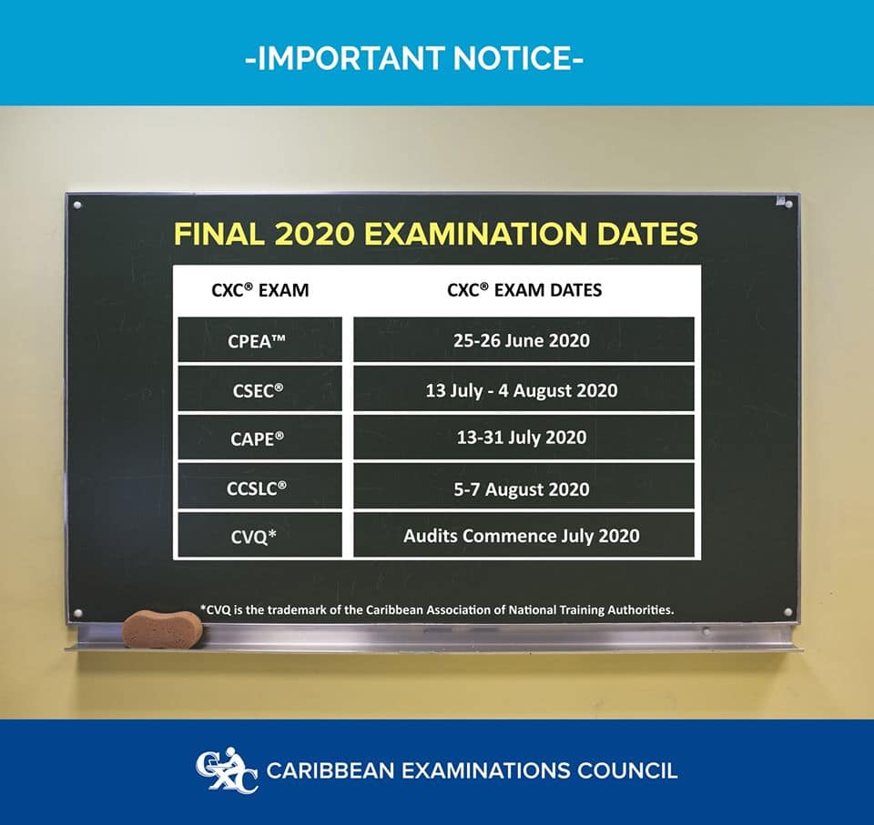NOTICE: CXC Releases New Examination Timetables - Antigua News Room
