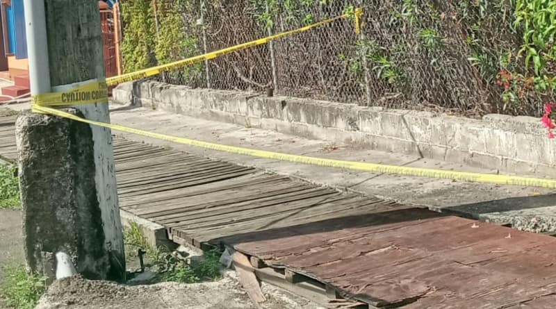 Rotted boardwalk between Redcliffe and Heritage Quays is cordoned off ...