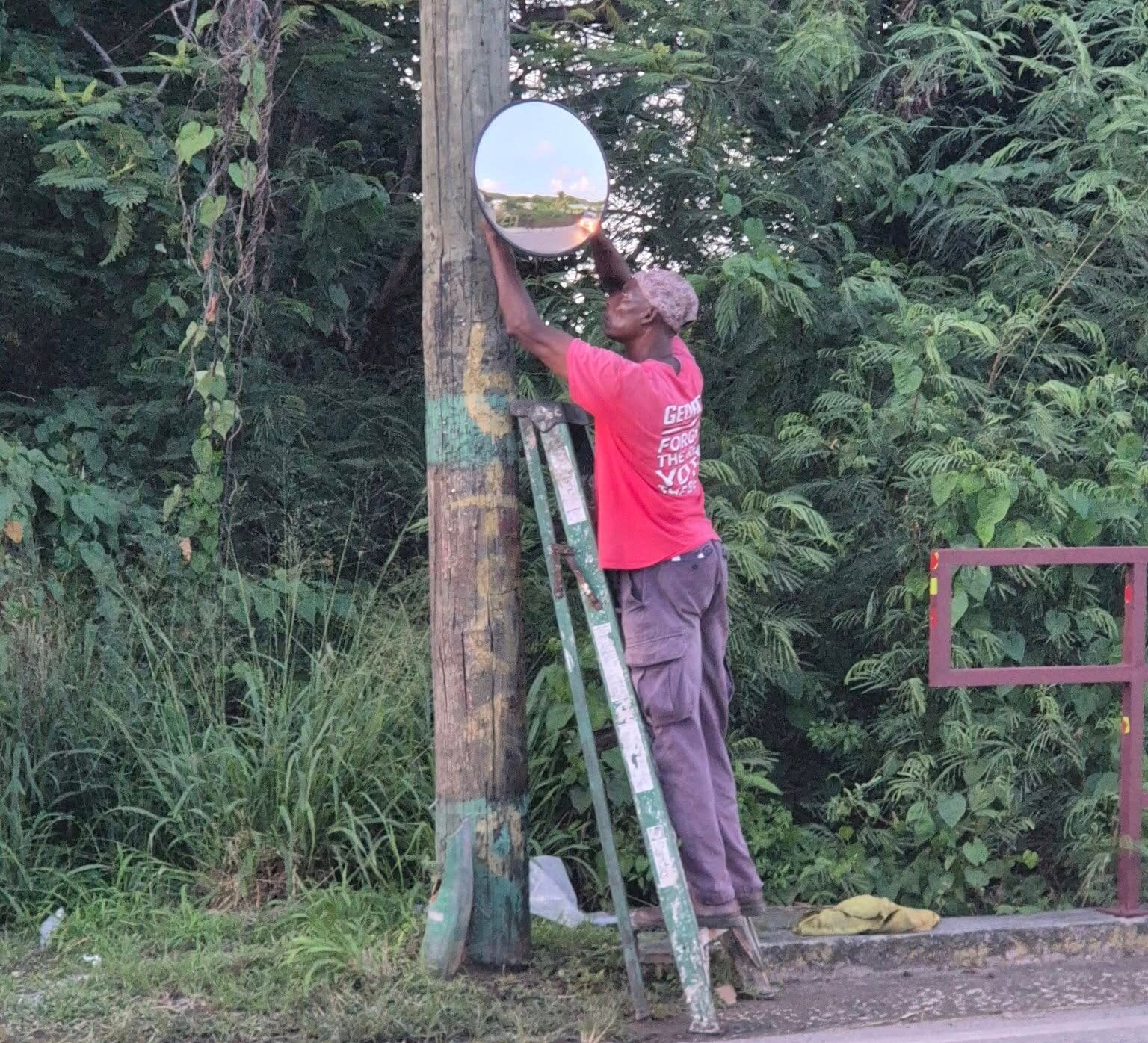 Senator Dwayne George Installs Traffic Mirror to Improve Road Safety in ...